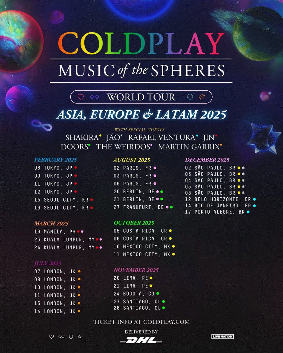 Unveiling Coldplay's 2025 Tour Locations: Where Are Coldplay Touring in ... Unveiling Coldplay's 2025 Tour Locations: Where Are Coldplay Touring in ...